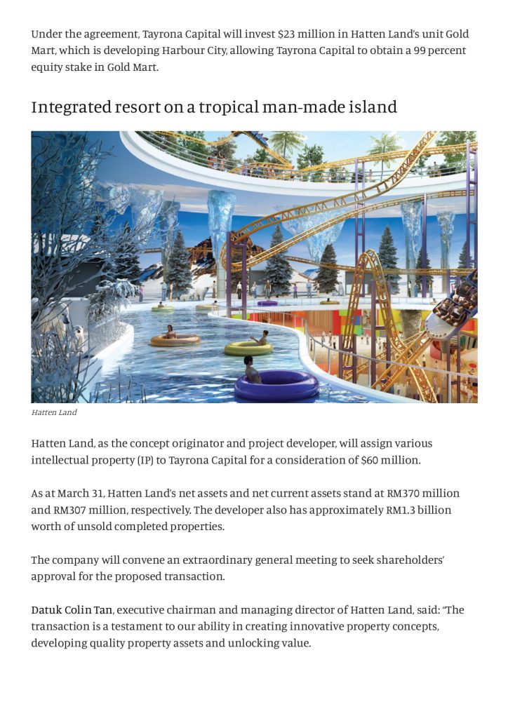 Hatten Land secures major investor for Harbour City project in Melaka ...